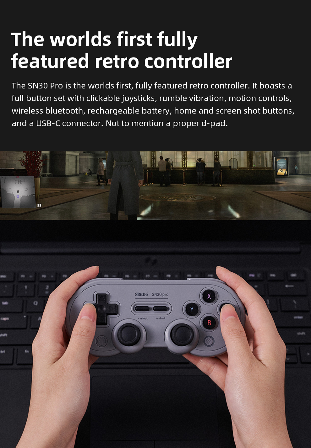 8BitDo SN30 Pro Wireless Bluetooth Gamepad with Hall Effect for Nintendo Switch, PC, Windows 10 ...