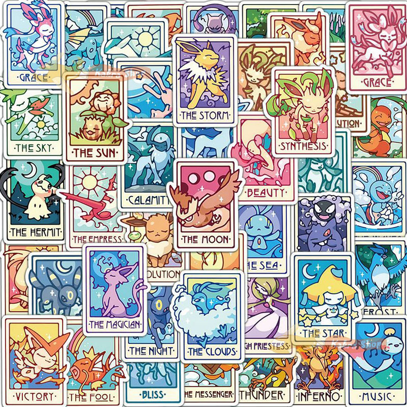 100pcs Pokémon Card Sticker Eevee Charizard Cartoon Decoration Stickers ...