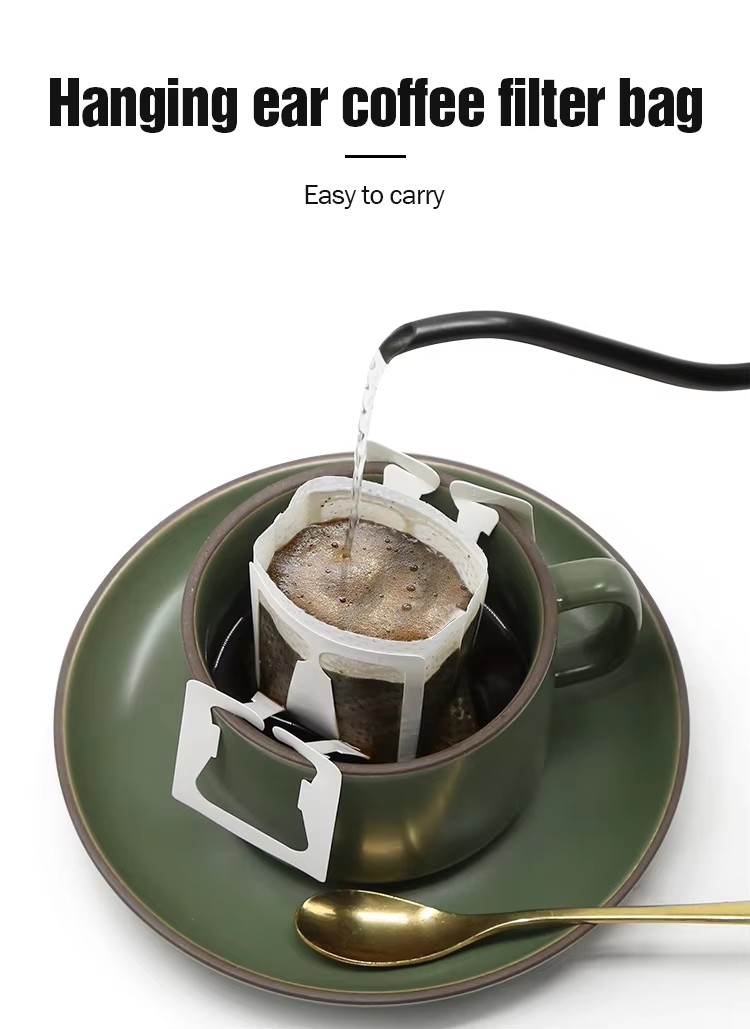 100pcs Filter Coffee Bag Paper Filter Hanging Ear Style Coffee Dripper ...