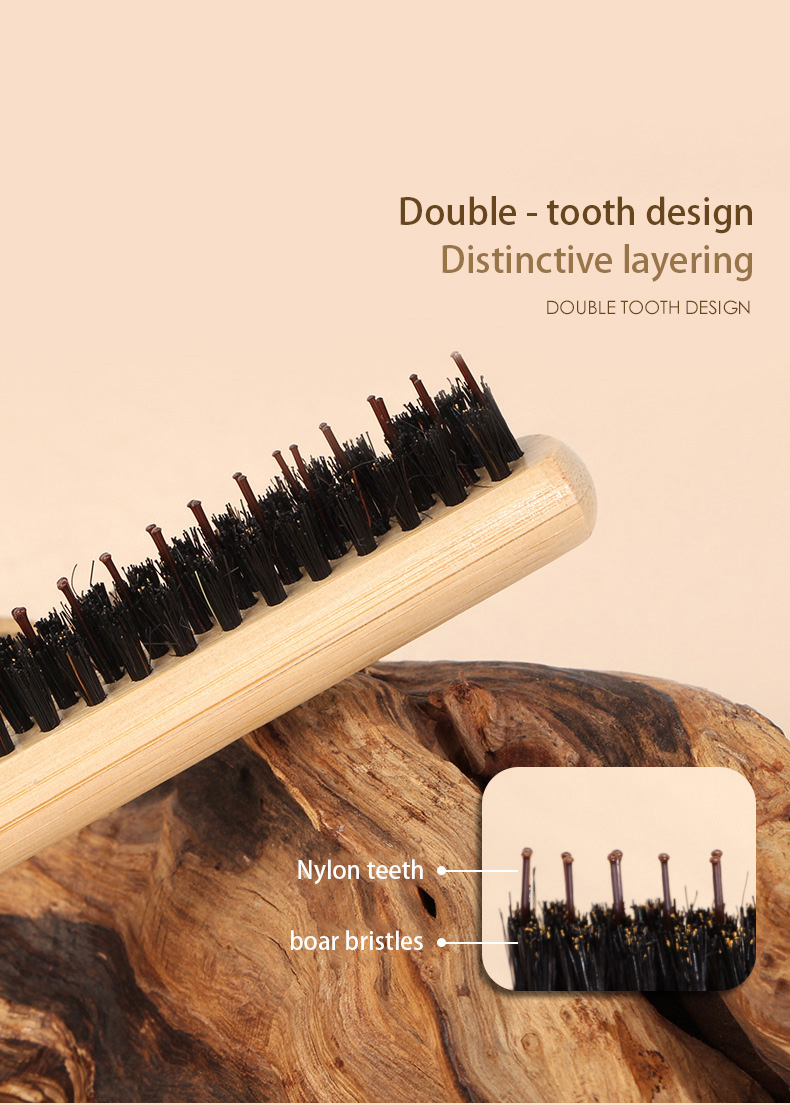 Bamboo Pointed Tail Comb Pig Mane Hair Comb Coiled Hair Styling Comb ...
