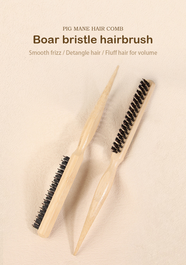 Bamboo Pointed Tail Comb Pig Mane Hair Comb Coiled Hair Styling Comb ...