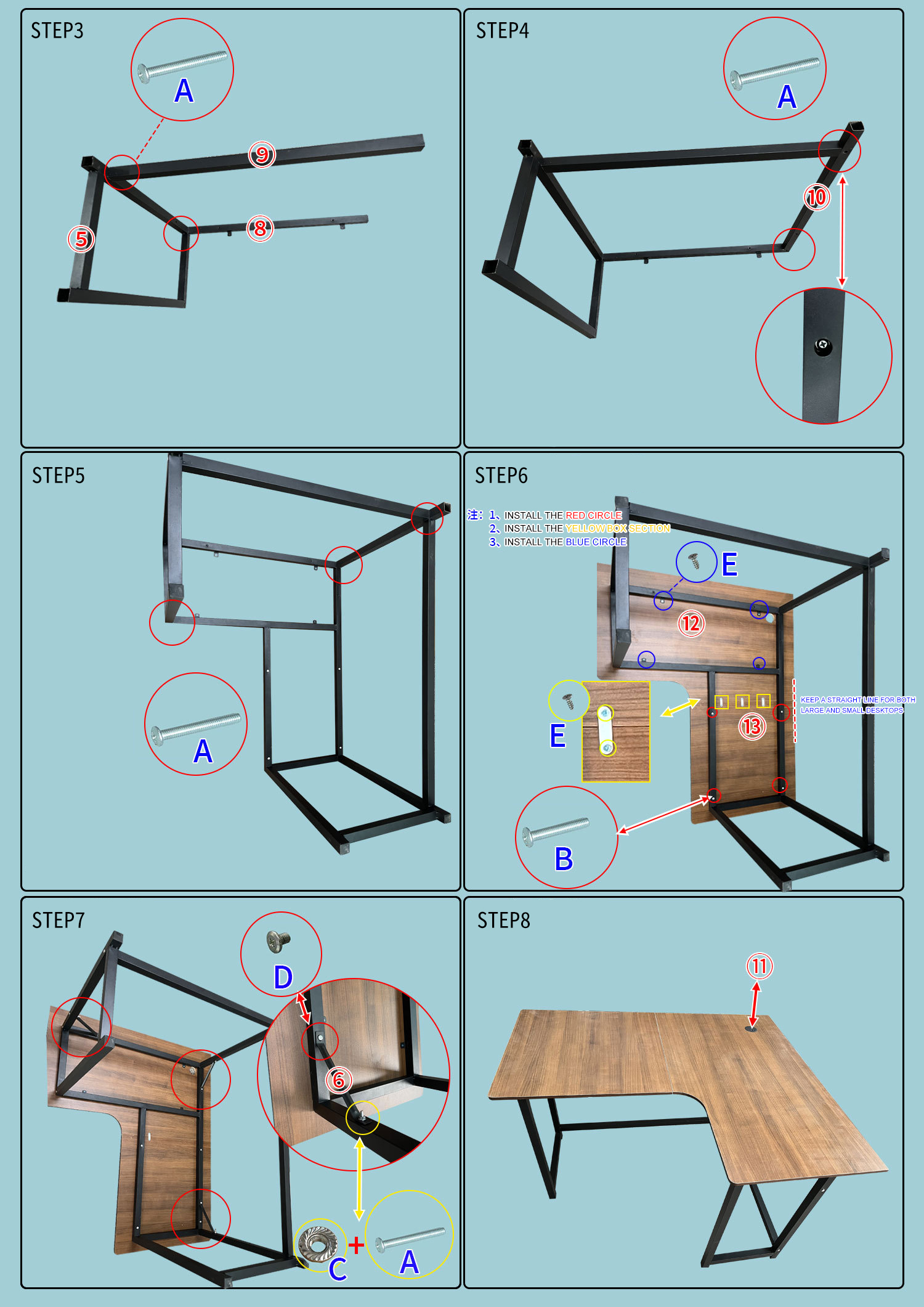 [ SG ]Corner L Shape Table Computer Table Organizer Gaming Table Carbon ...