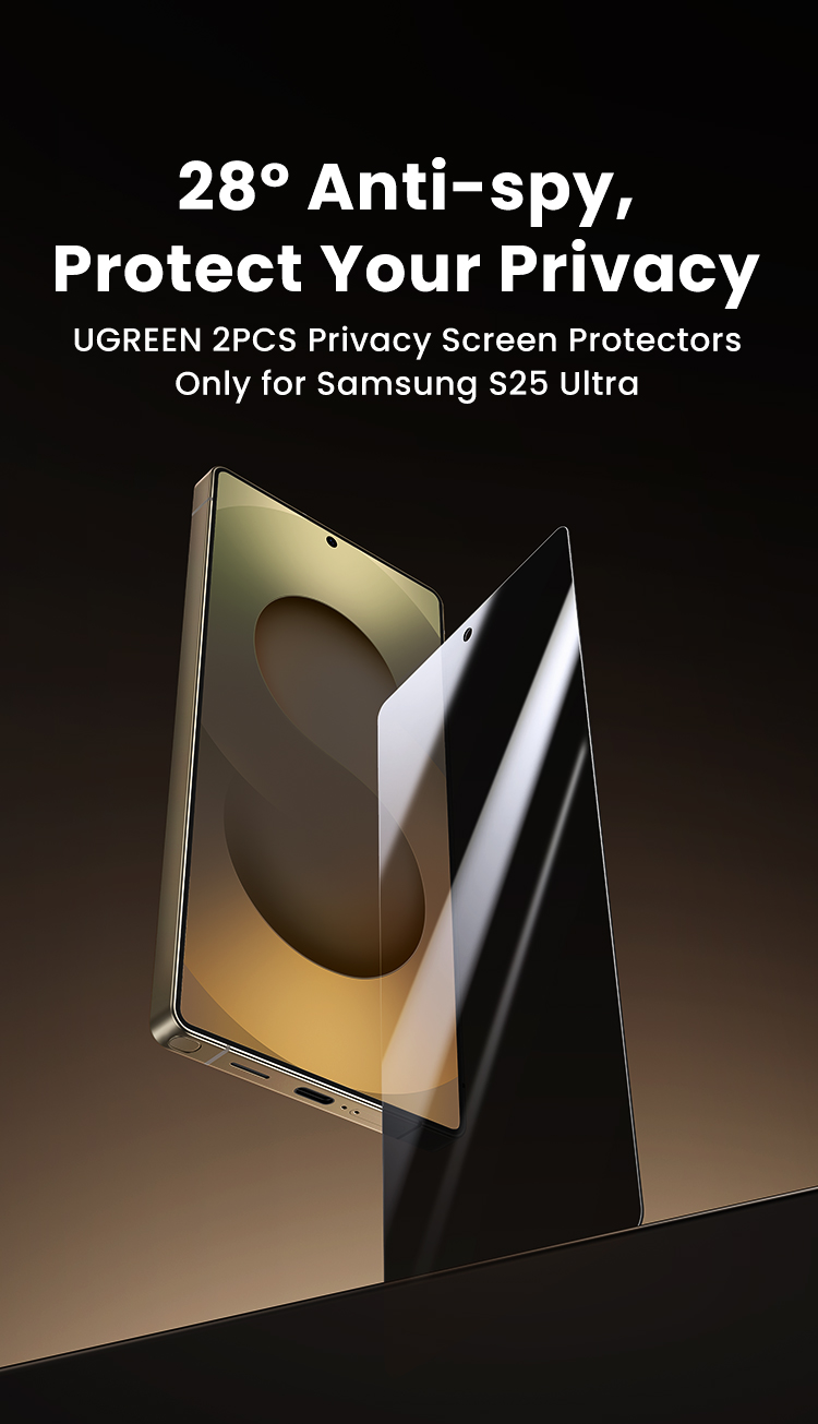 【28° Anti-spy】UGREEN 2PCS Privacy Screen Protector Tempered Glass for ...