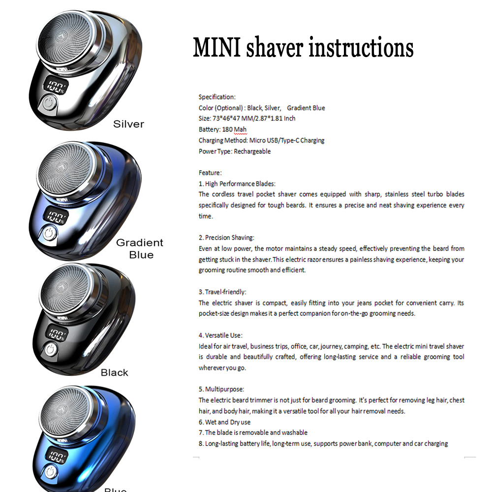 Portable Mini Electric Shaver USB Rechargeable Electric Shaver for Men ...