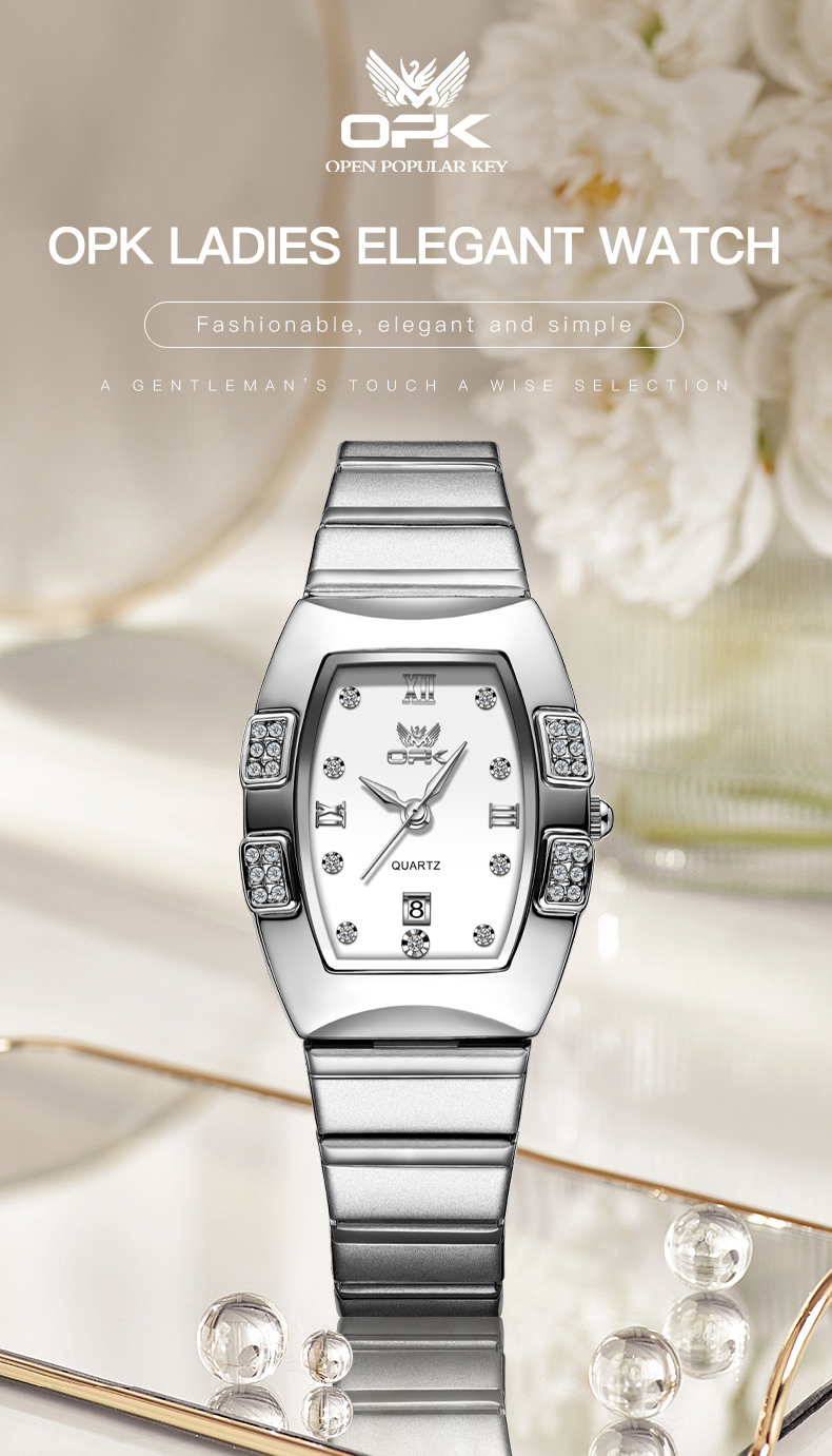OPK Watch For Women Waterproof Original Stainless Steel Fashion Silver ...
