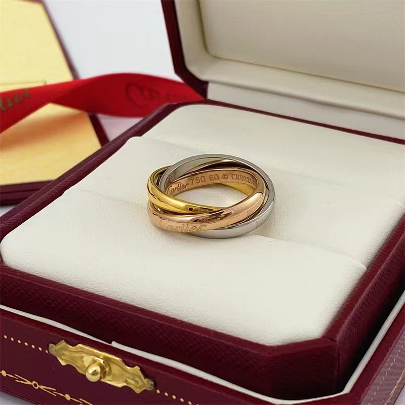 Titanium Steel Plated 18K Gold Three-Ring Three-Color Ring Light Luxury ...