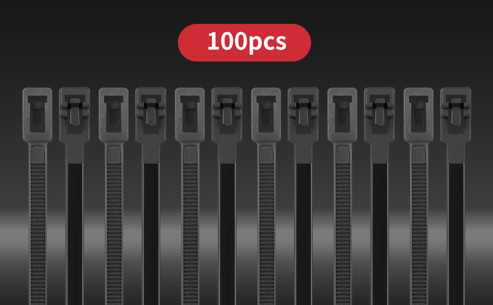 Resuable Black Long Zip Ties 50cm (100 Pack), Releasable Large Nylon ...