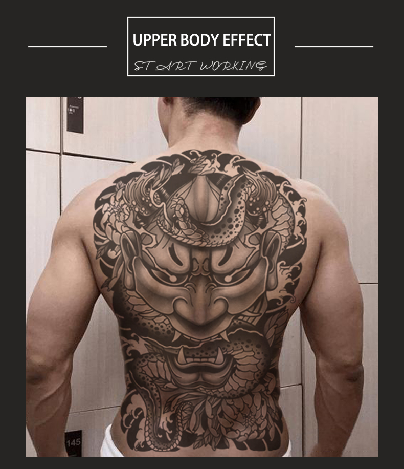 15 Days Waterproof Snake Temp Tattoo Full Back Fake Body Art Semi ...