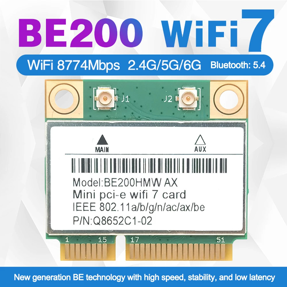 BE200 WiFi 7 Card BE200NGW Bluetooth 5.4 Ethernet adapter Tri Band 2.4G ...