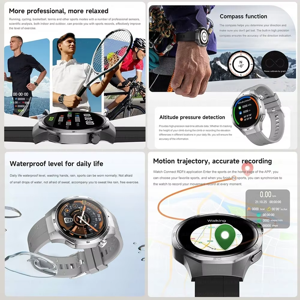 2025 New for Huawei GT5 Pro MaX Smart Watch AMOLED Screen Men GPS Track ...