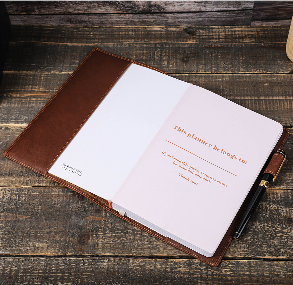 Hiram Genuine Leather Book Cover for B5 A5 Notebook with Pen Holder ...