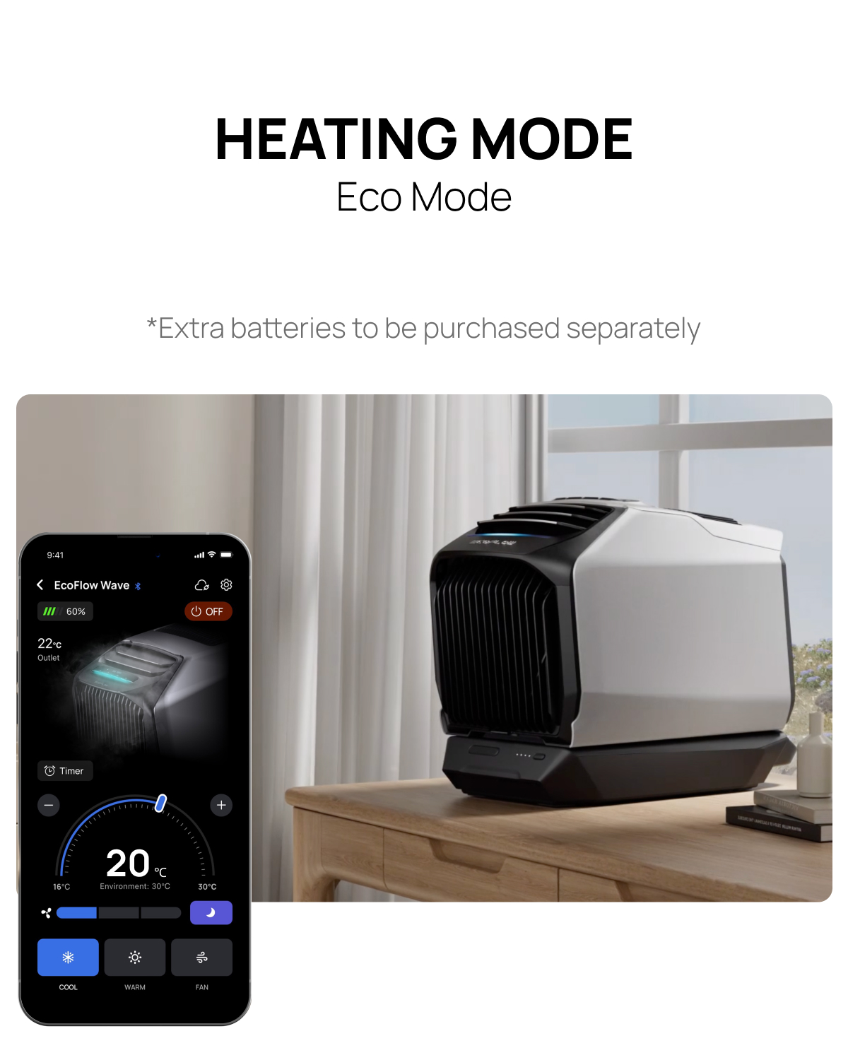 EcoFlow WAVE 2 Portable Air Conditioner with Heat Air Portable AC for ...