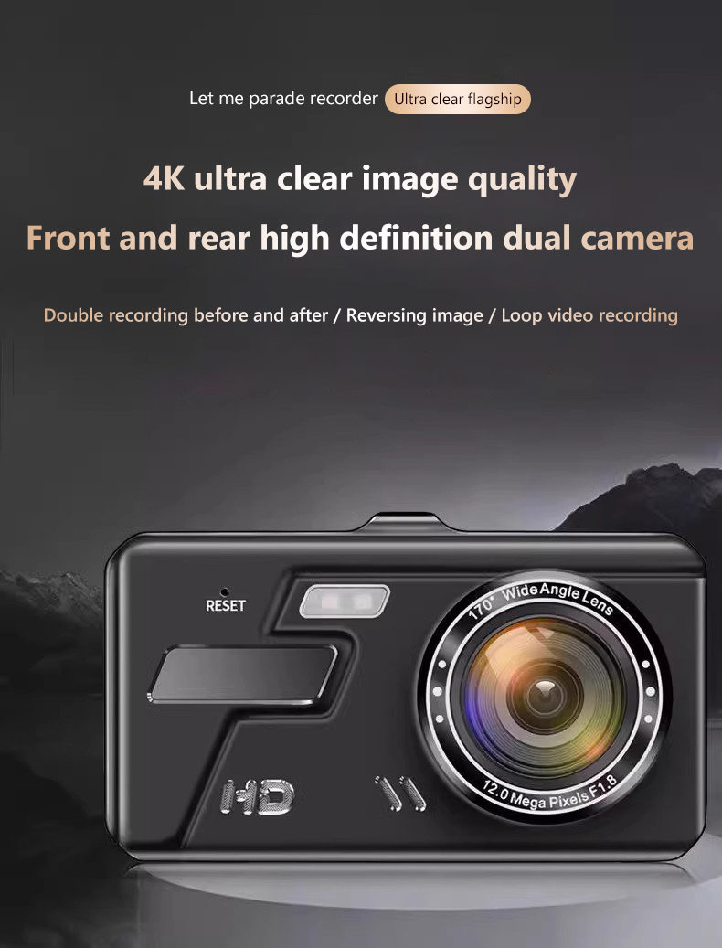 Touch Screen 4" Dual-Lens Dashcam Car Recorder Front and Back Camera Dash Cam DVR | Shopee Singapore