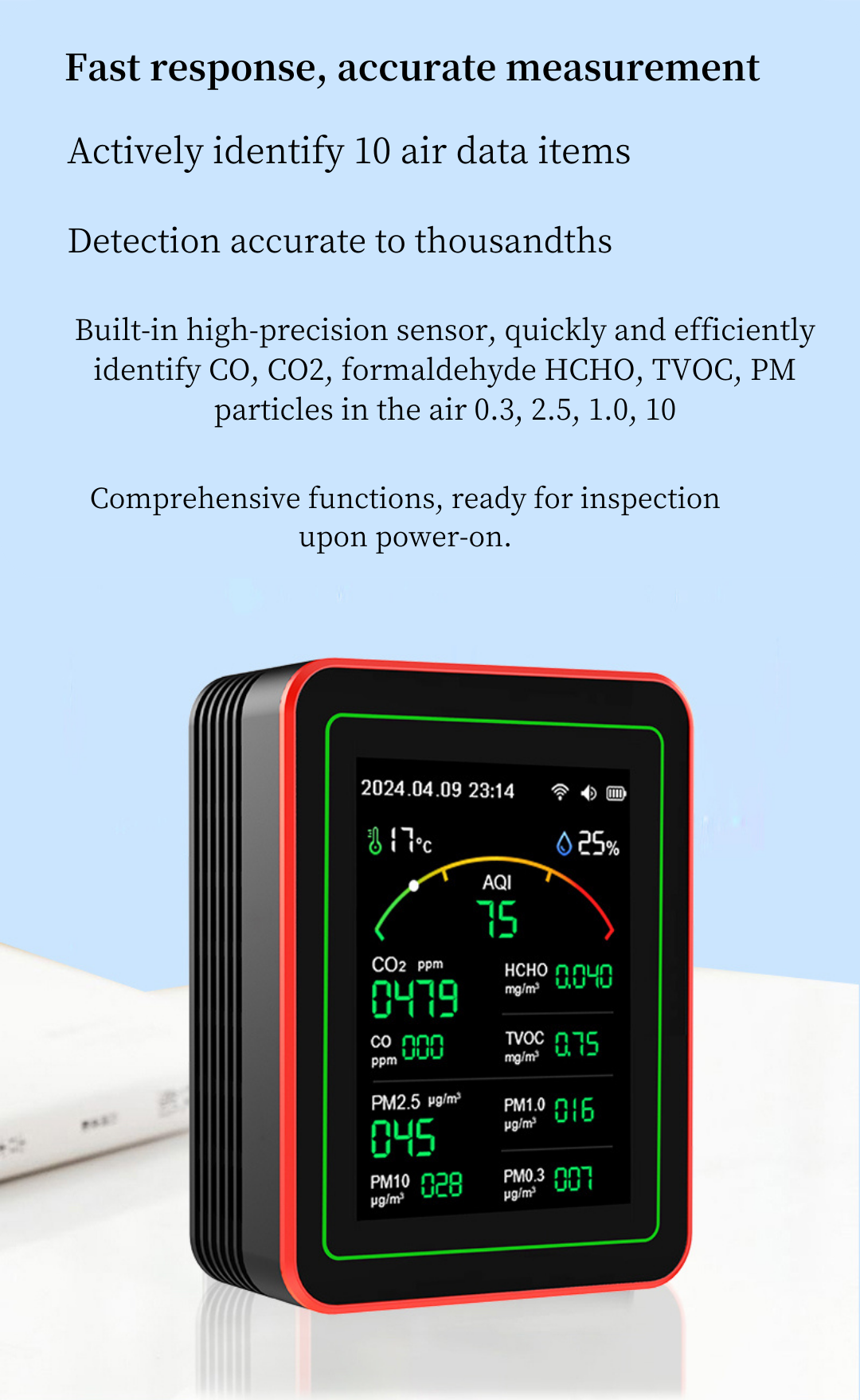 15 in 1 Air Quality Monitor CO2 Meter Carbon Dioxide Detector CO2 CO ...