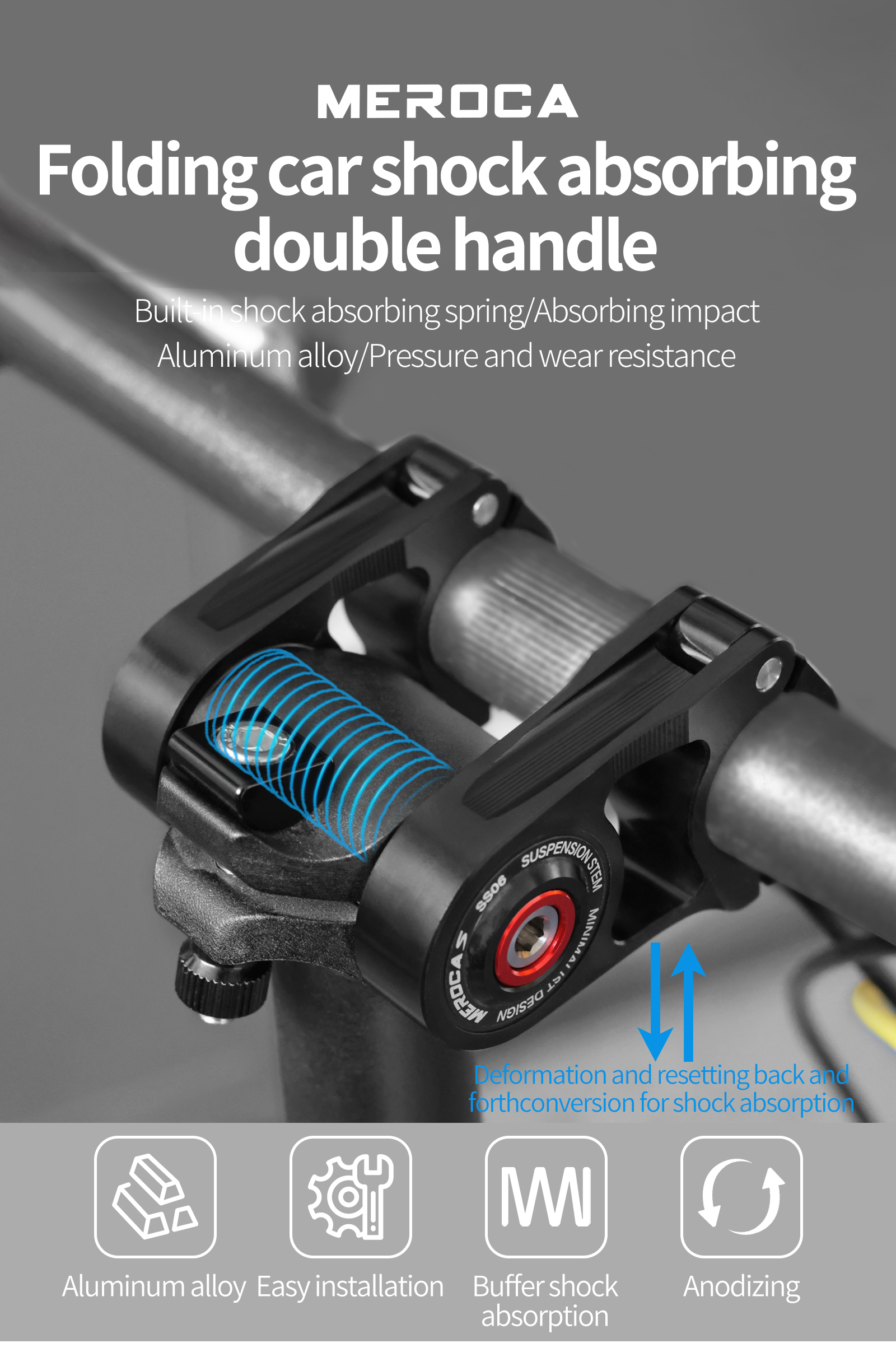 MEROCA folding bike shock-absorbing double handle upright bicycle ultra ...