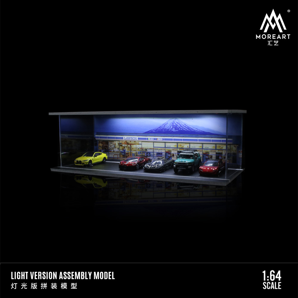 1/64 Scale Diorama Parking Lot Car Garage Showroom Model LED Lighting ...