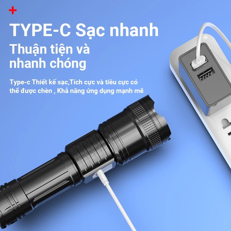 High intensity flashlight with telescopic zoom, digital display screen ...