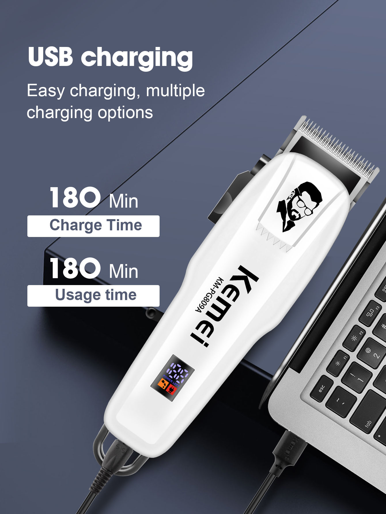 Kemei PG809A Electric Hair Cutting Maching Wireless Trimmer Men ...