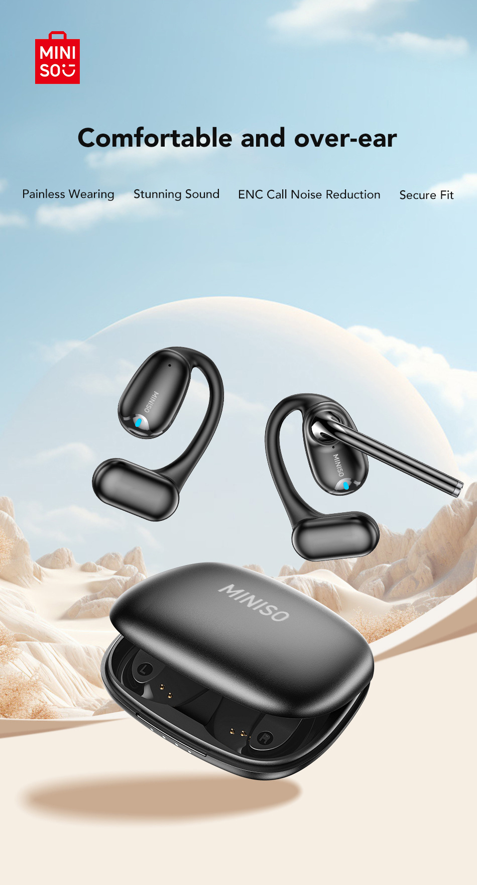 MINISO M66 OWS Wireless Earphones Bluetooth 5.4 TWS 3D Stereo ...