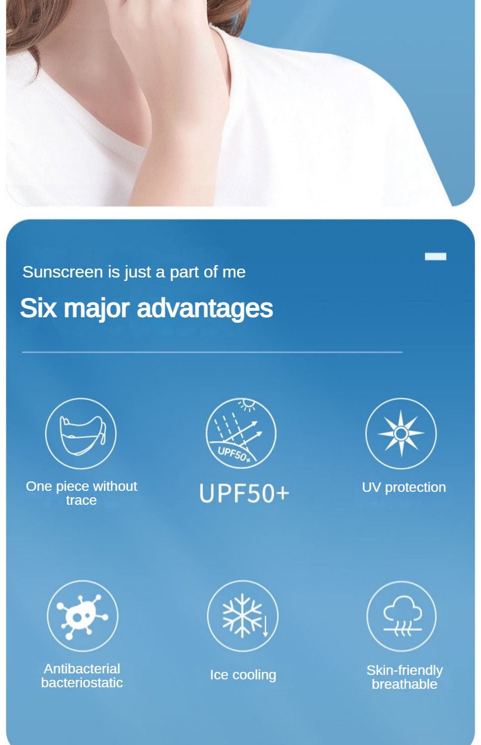 UPF 50+ UV Protection Sunscreen Mask for Women Breathable Ice Silk Full ...