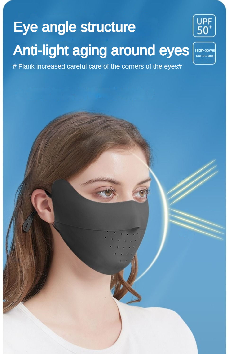 UPF 50+ UV Protection Sunscreen Mask for Women Breathable Ice Silk Full ...