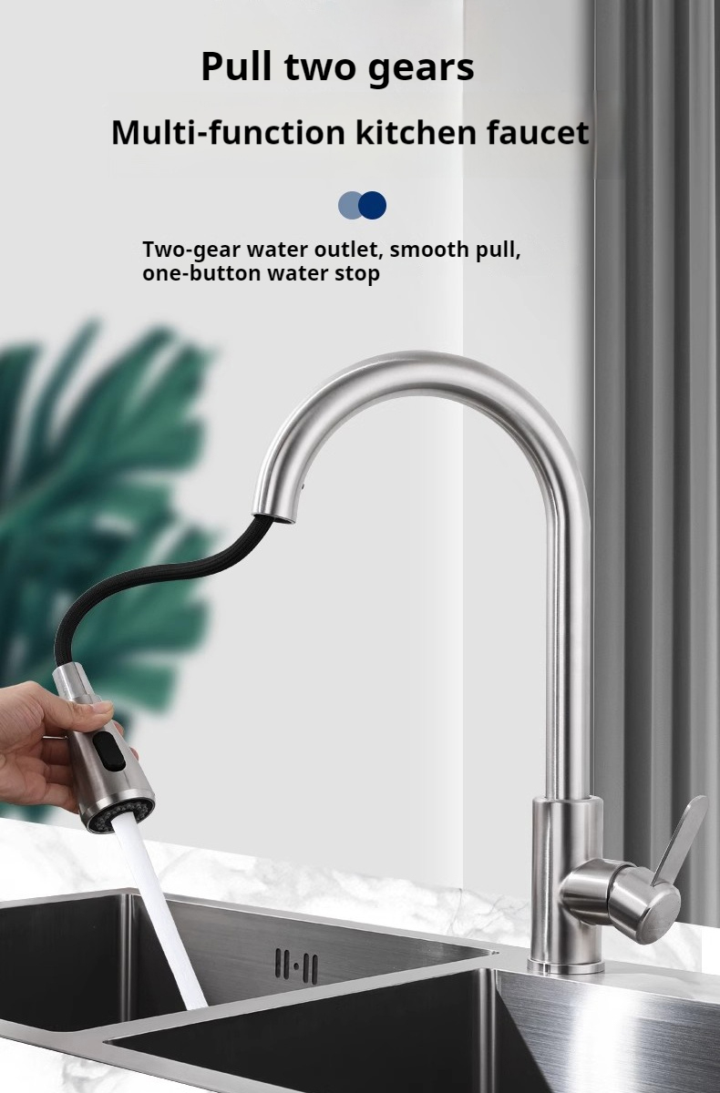 Xinkunlong 304 Stainless Steel Pull Down Kitchen Faucet With Two Water Flow Modes | Shopee Singapore