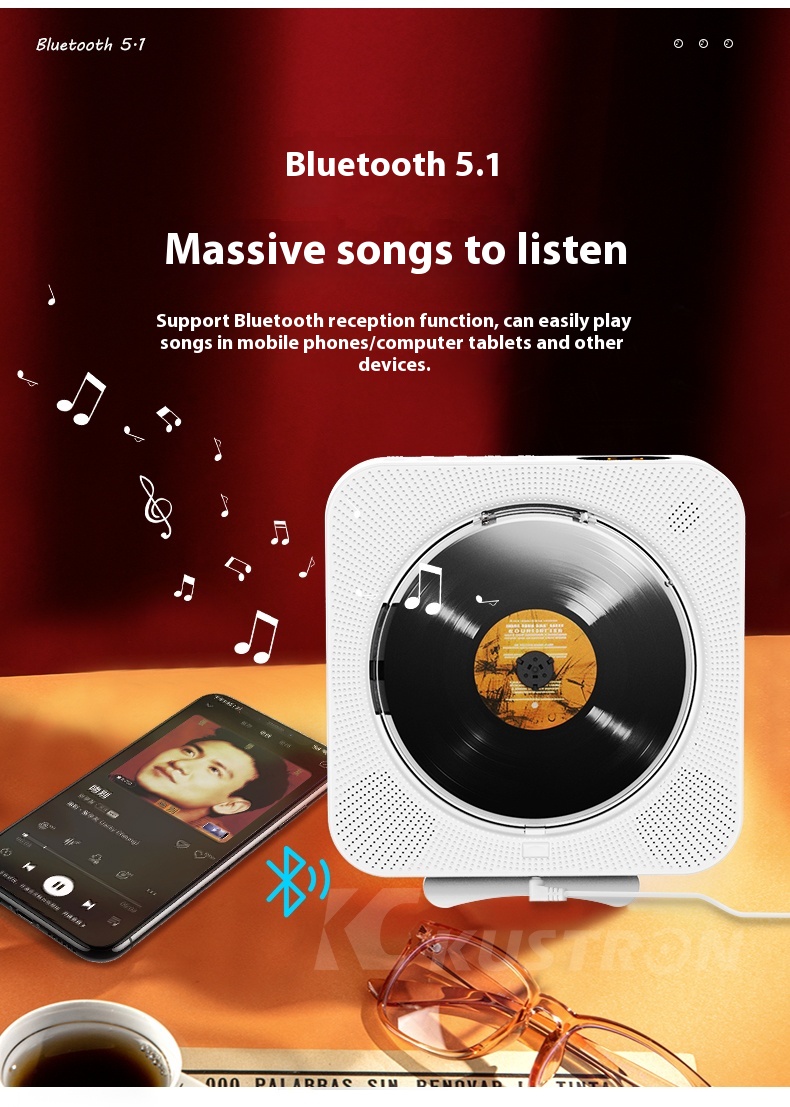 Cd Player With Hdmi Bluetooth Hd Hifi Speaker Fm Radio Aux Music ...