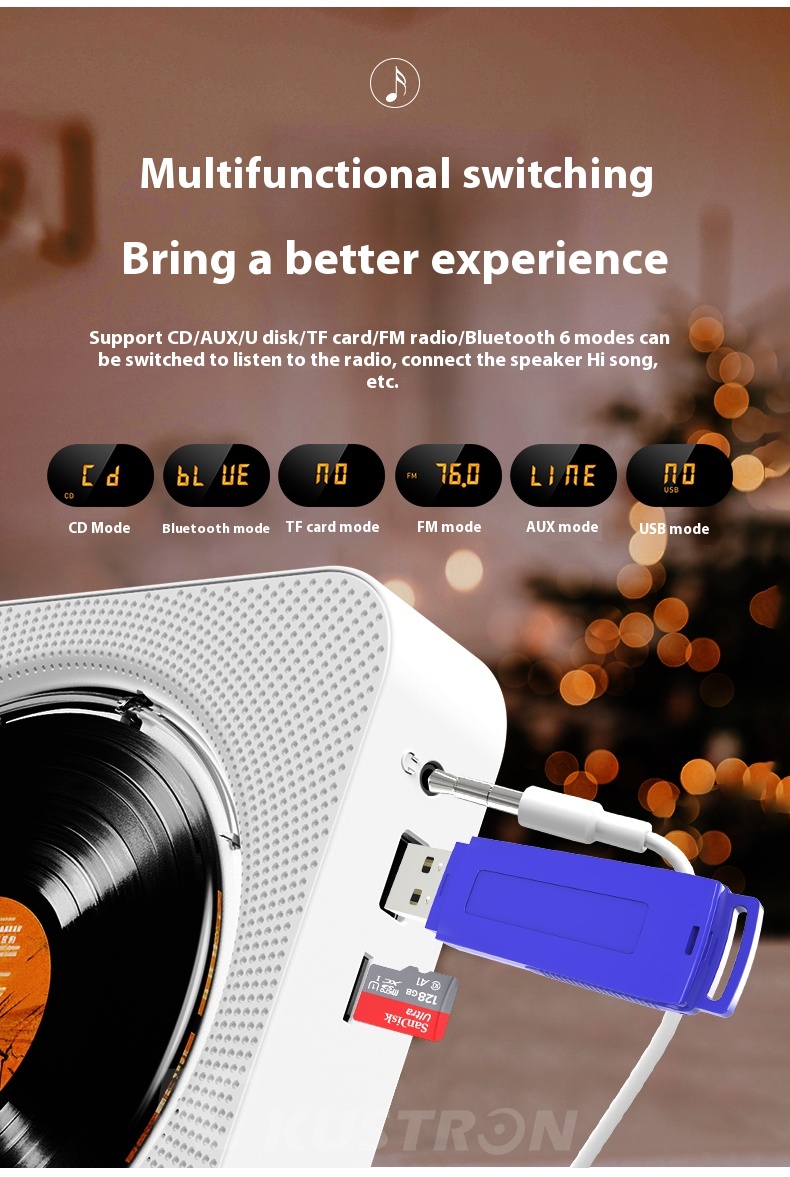 Cd Player With Hdmi Bluetooth Hd Hifi Speaker Fm Radio Aux Music ...