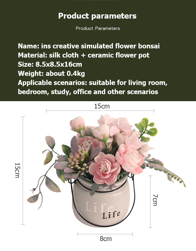 【SG Inventory】Ceramic pot silk flower artificial flower potted plant ...
