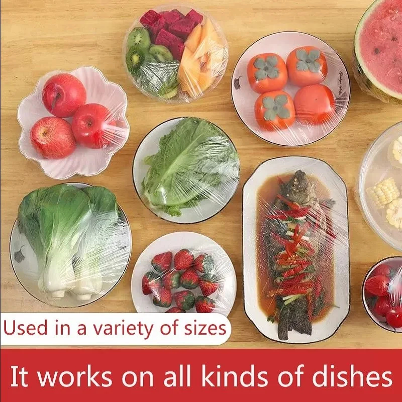 100pcs Elastic Food Cover | Disposable Kitchen Wrap BPA-Free | Fruit ...