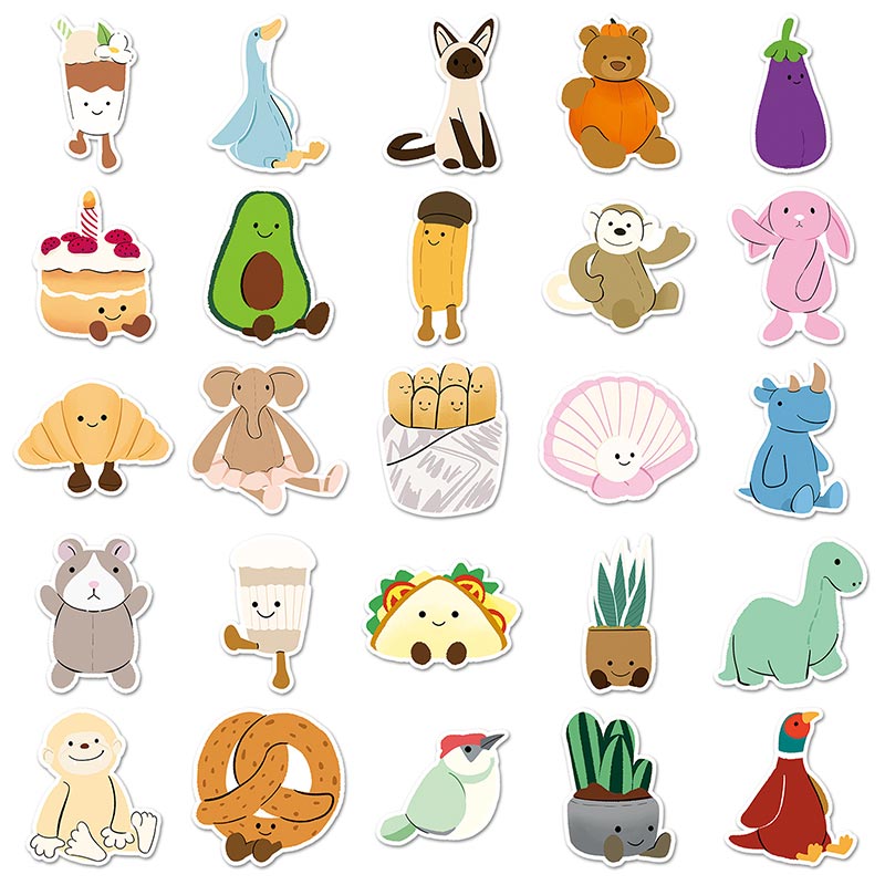50pcs Hand-painted Jellycat Stickers DIY Stickers Scrapbooking Phone ...