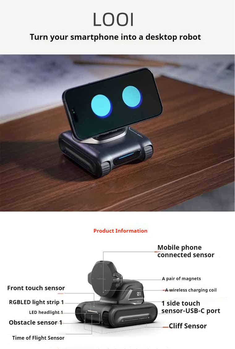 LOOI Robot Intelligent Desktop Robot Mobile AI Assistant Facial Recognition Gesture Interaction ...