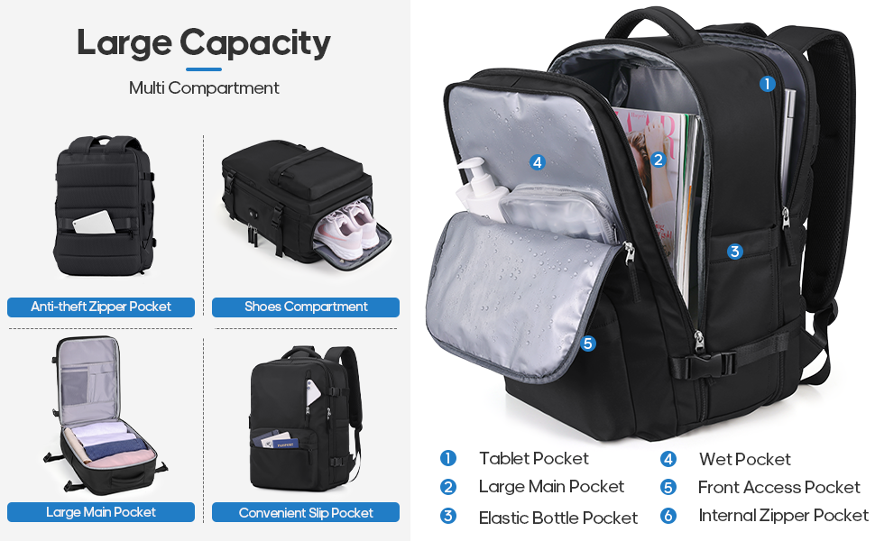 Ready Stock 30-45L Travel Bagpack woman expandable waterproof cabin ...