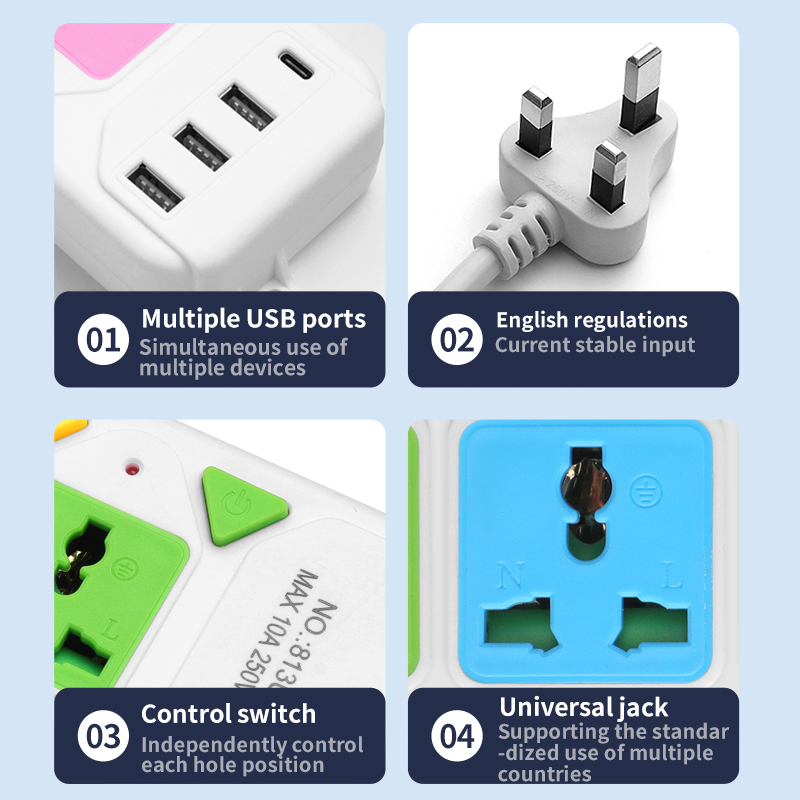 High Quality Independent Switch Power Strip safe power socket 4/5 ...