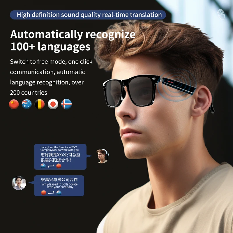 Smart Glasses AI Intelligent Sunglasses 100+ Languages Real-time ...