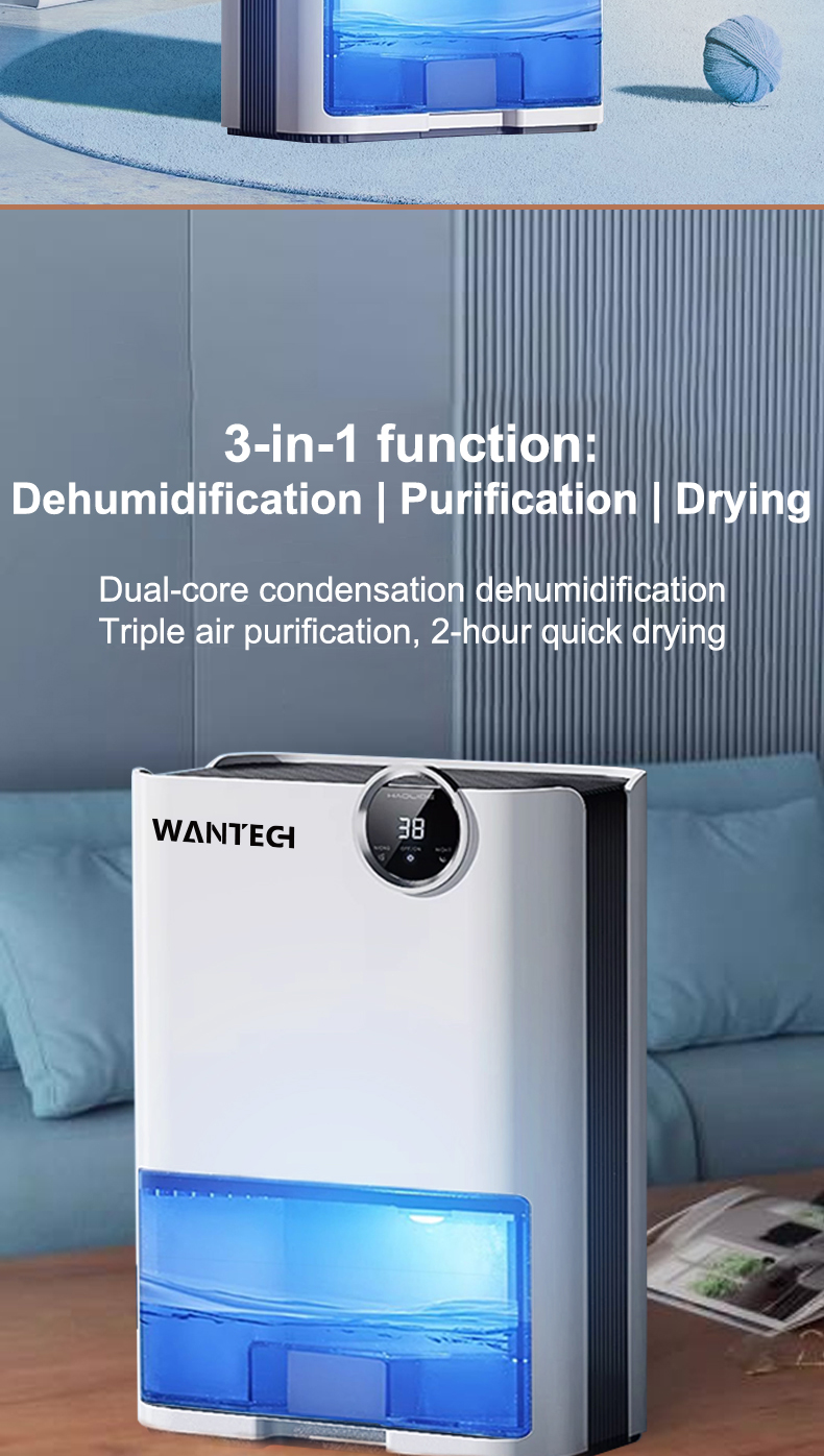 【SG Stock】 WANTECH™ Dehumidifier Air Purifier 1L/D|2LTank 2 in 1 Air ...