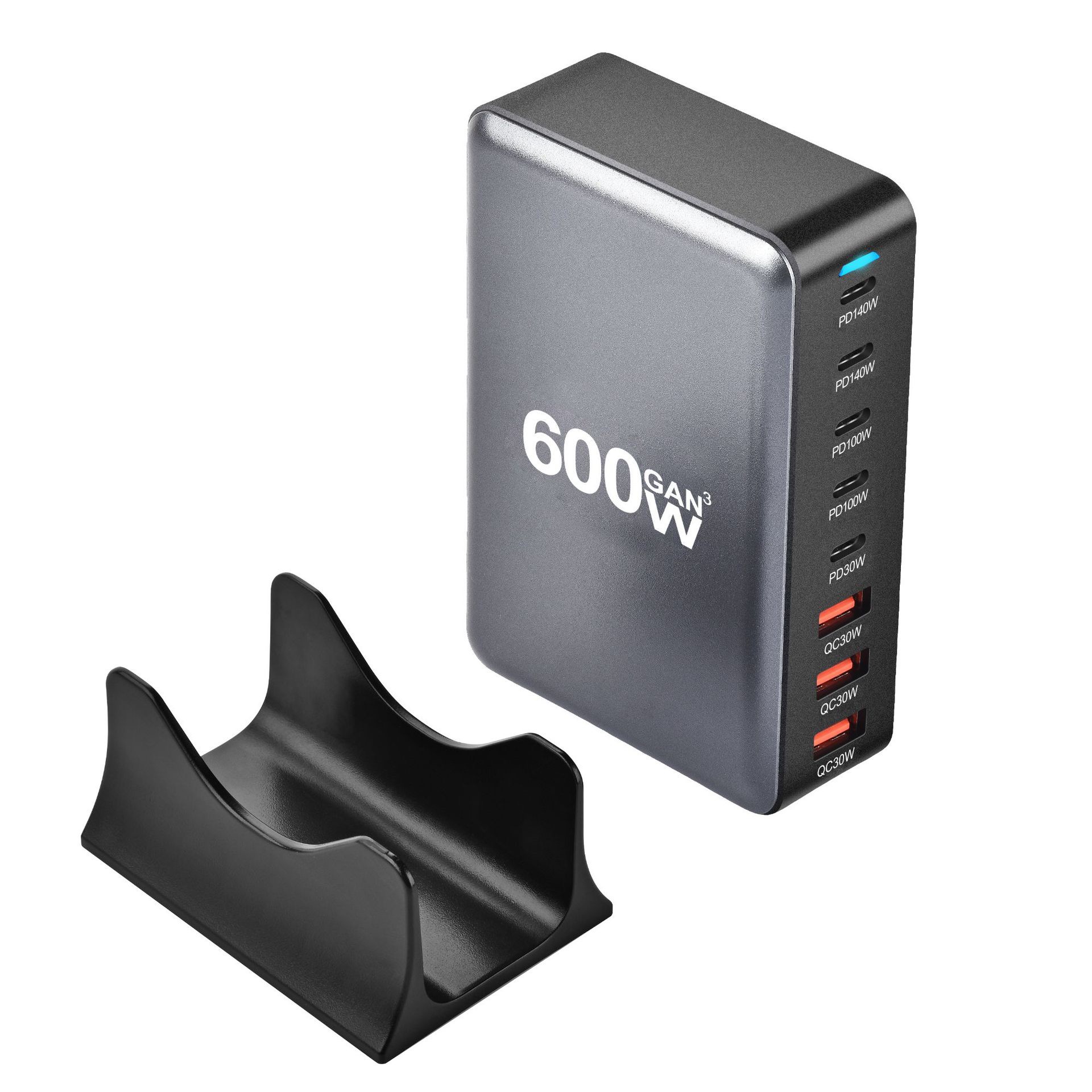 600W GaN Desktop Charger 8 Port USB 5C+3A Type C PD Charger Fast Charge ...