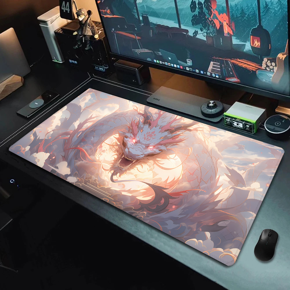 Mouse Pad Gaming White Chinese Dragon Mousepad Large Customize Extended ...