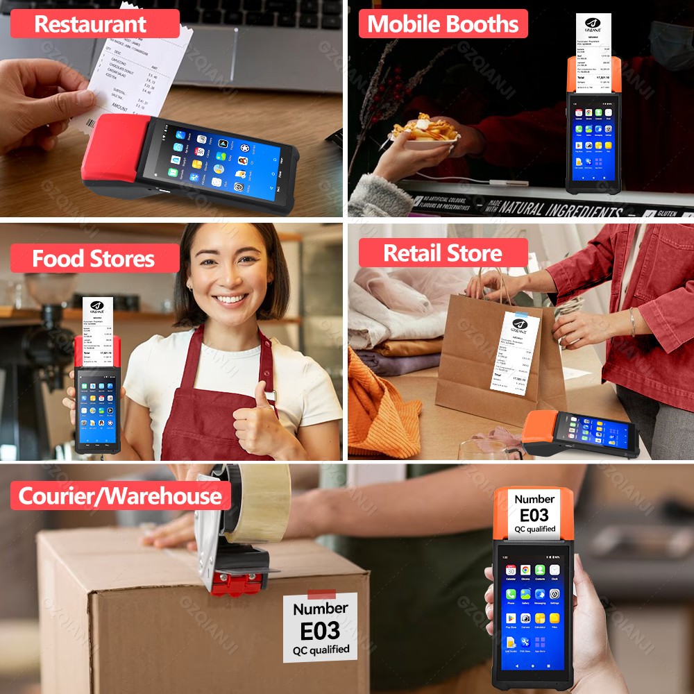 PDA POS Terminal Handheld Android 12 Built-in 58mm Thermal Printer ...