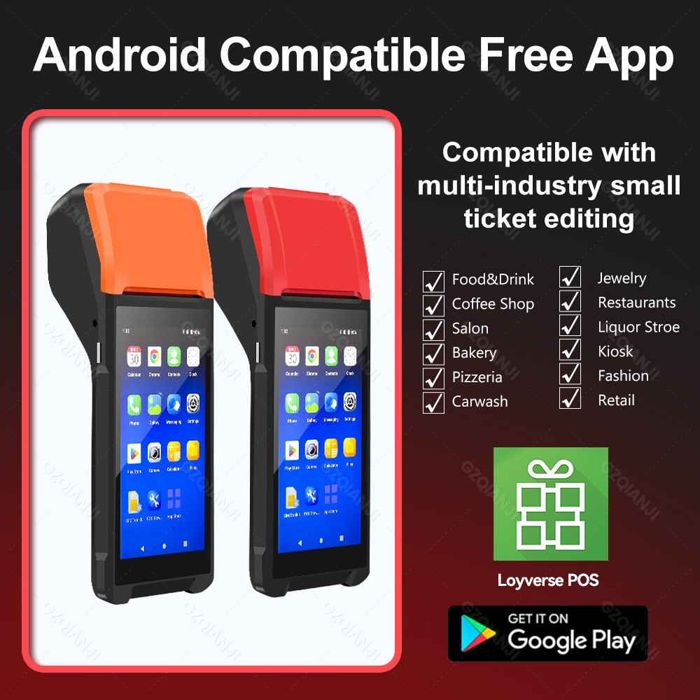 PDA POS Terminal Handheld Android 12 Built-in 58mm Thermal Printer ...