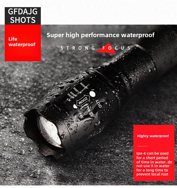 New USB Rechargeable Strong Light Flashlight Portable High Power Long ...