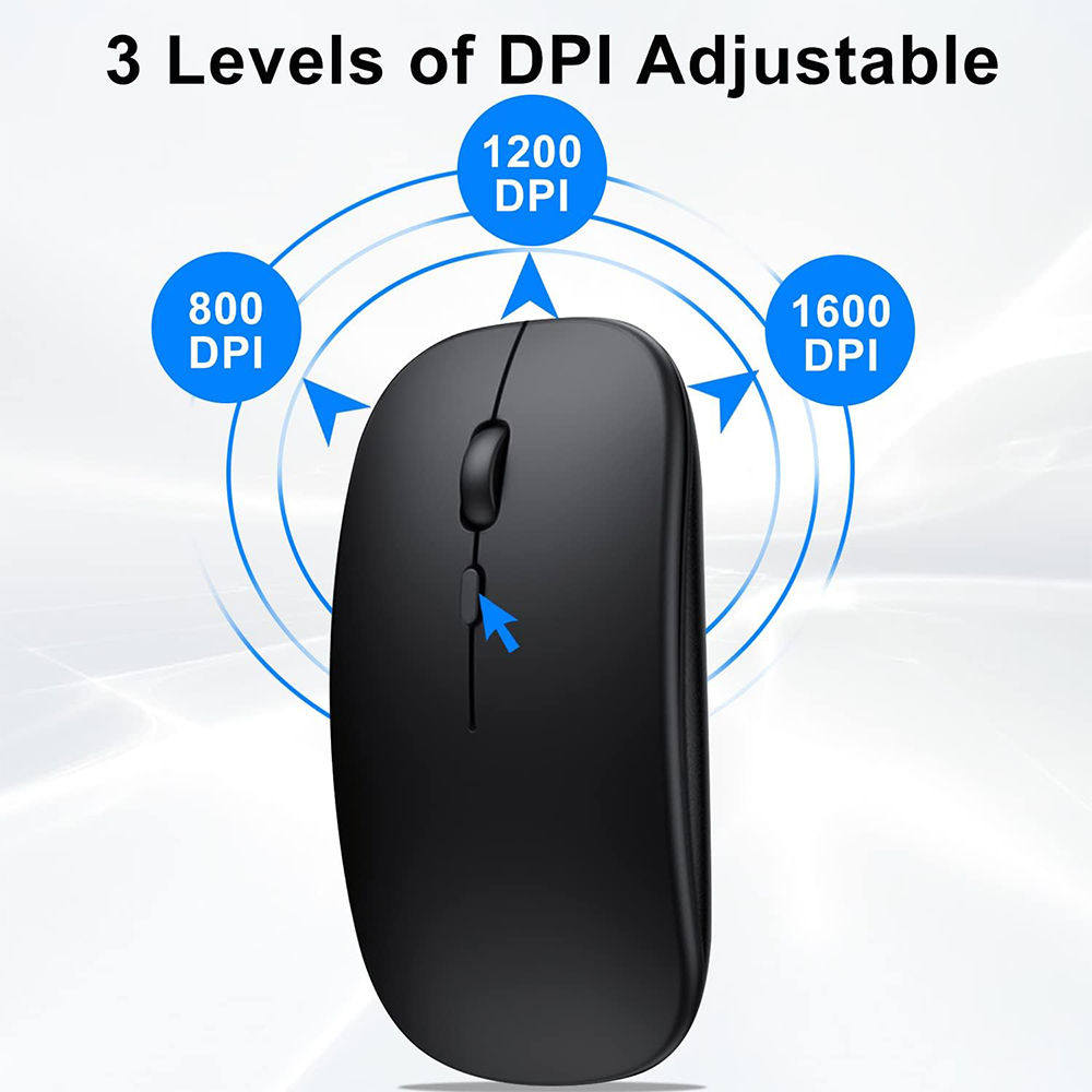 Dual Mode Wireless Mouse Bluetooth 5.0 2.4GHz Rechargeable Ultra Silent ...