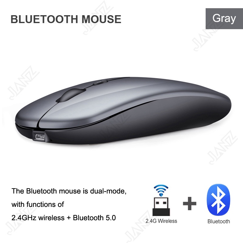 Dual Mode Wireless Mouse Bluetooth 5.0 2.4GHz Rechargeable Ultra Silent ...