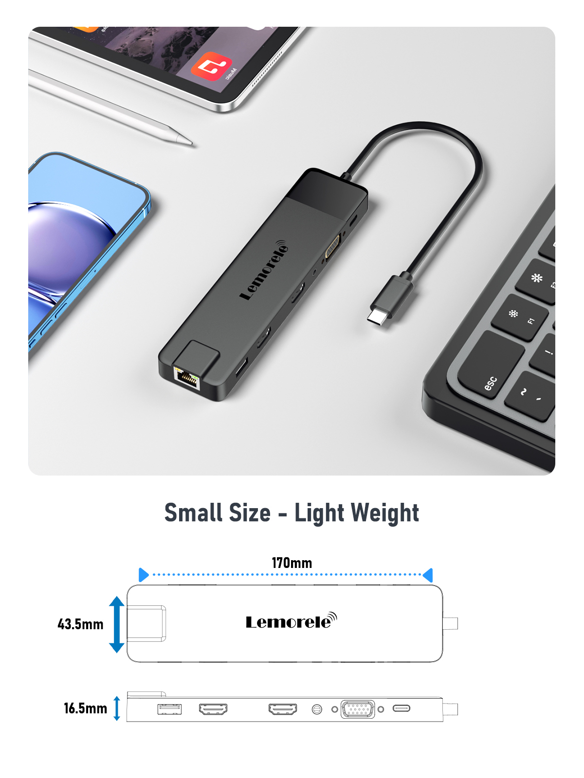 Lemorele Docking Station Laptop Usb C To 2 Hdmi Adapter Usb C Hub Hdmi ...