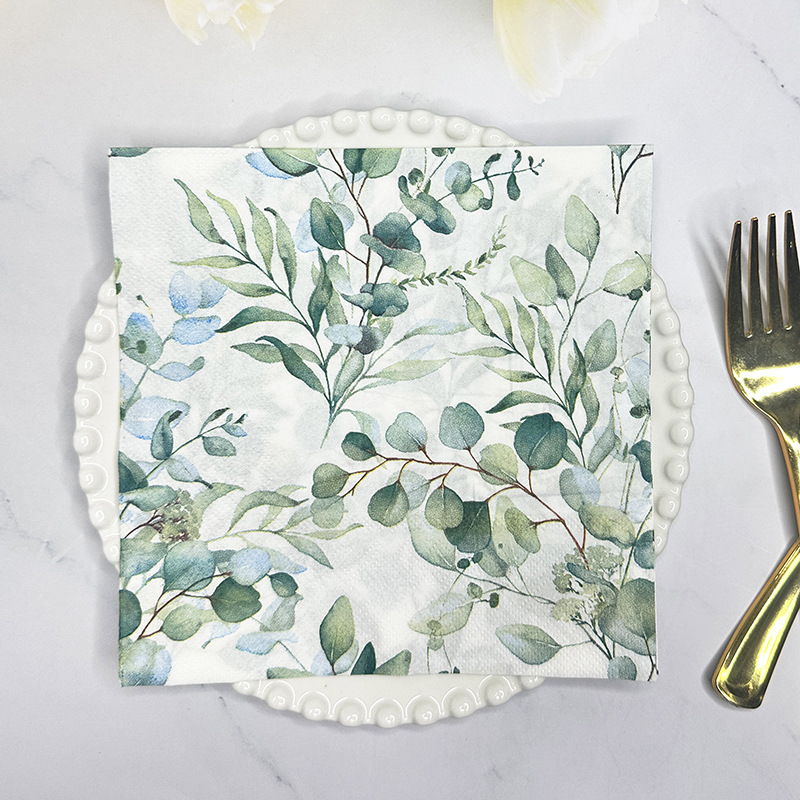 20Pcs/set Green Leaf Flower Printed Tissue Cafe&Restaurant Paper ...