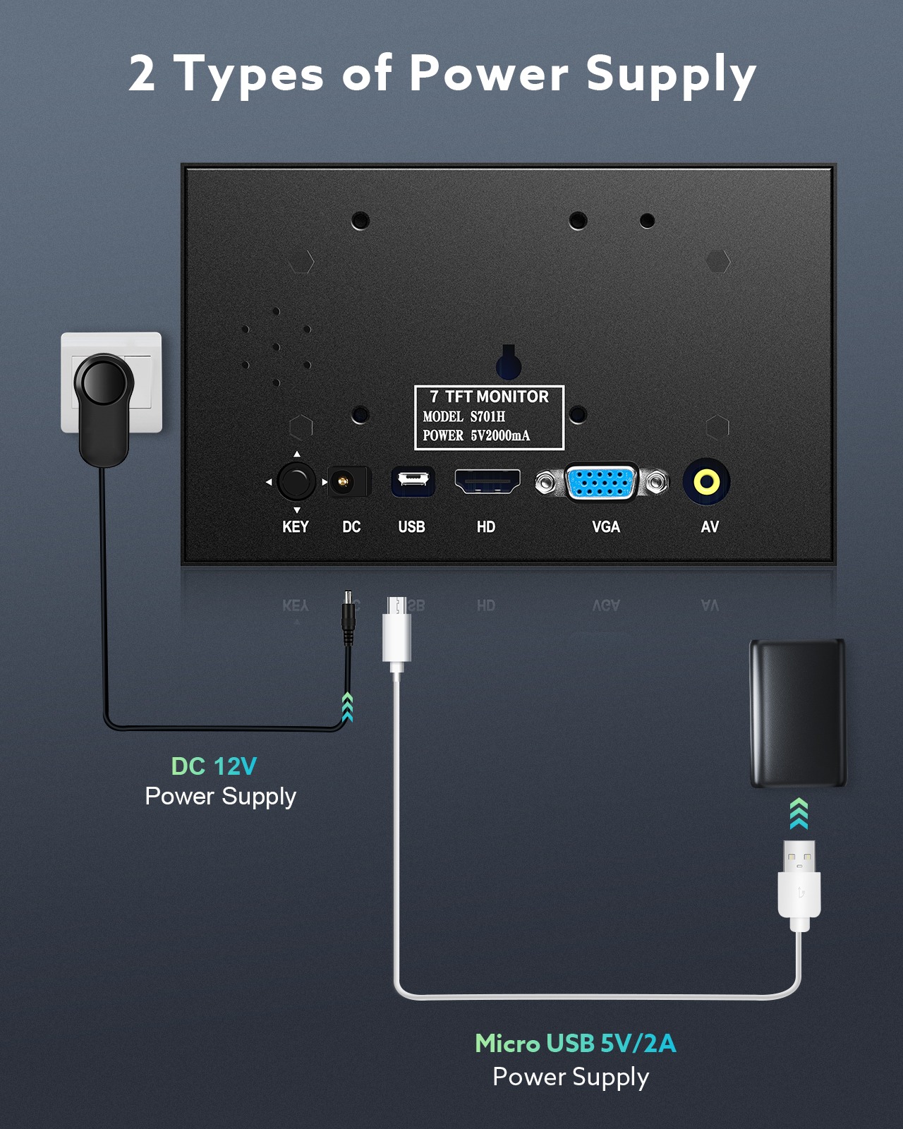 7 inch LCD Display Screen Small Mini Monitor Car Rear View TFT with ...