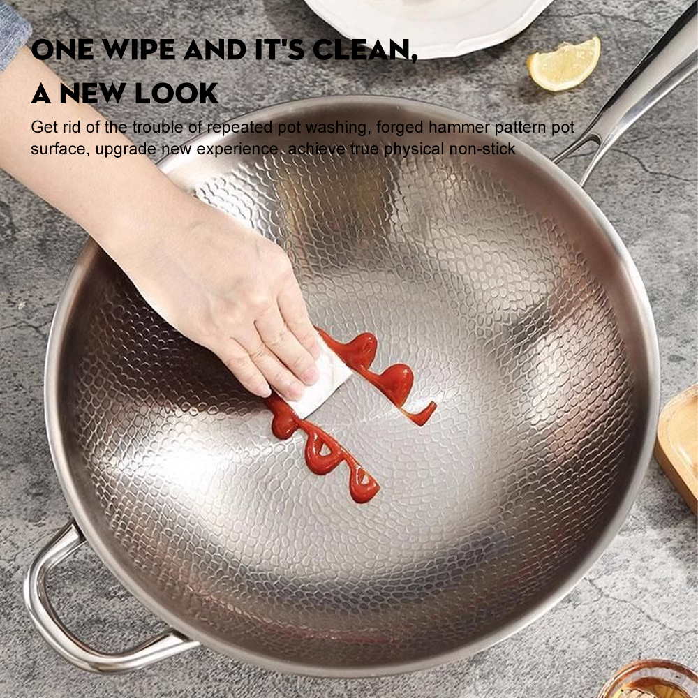New Non-Stick Pan Uncoated Titanium Pan fish scale hammer pattern ...