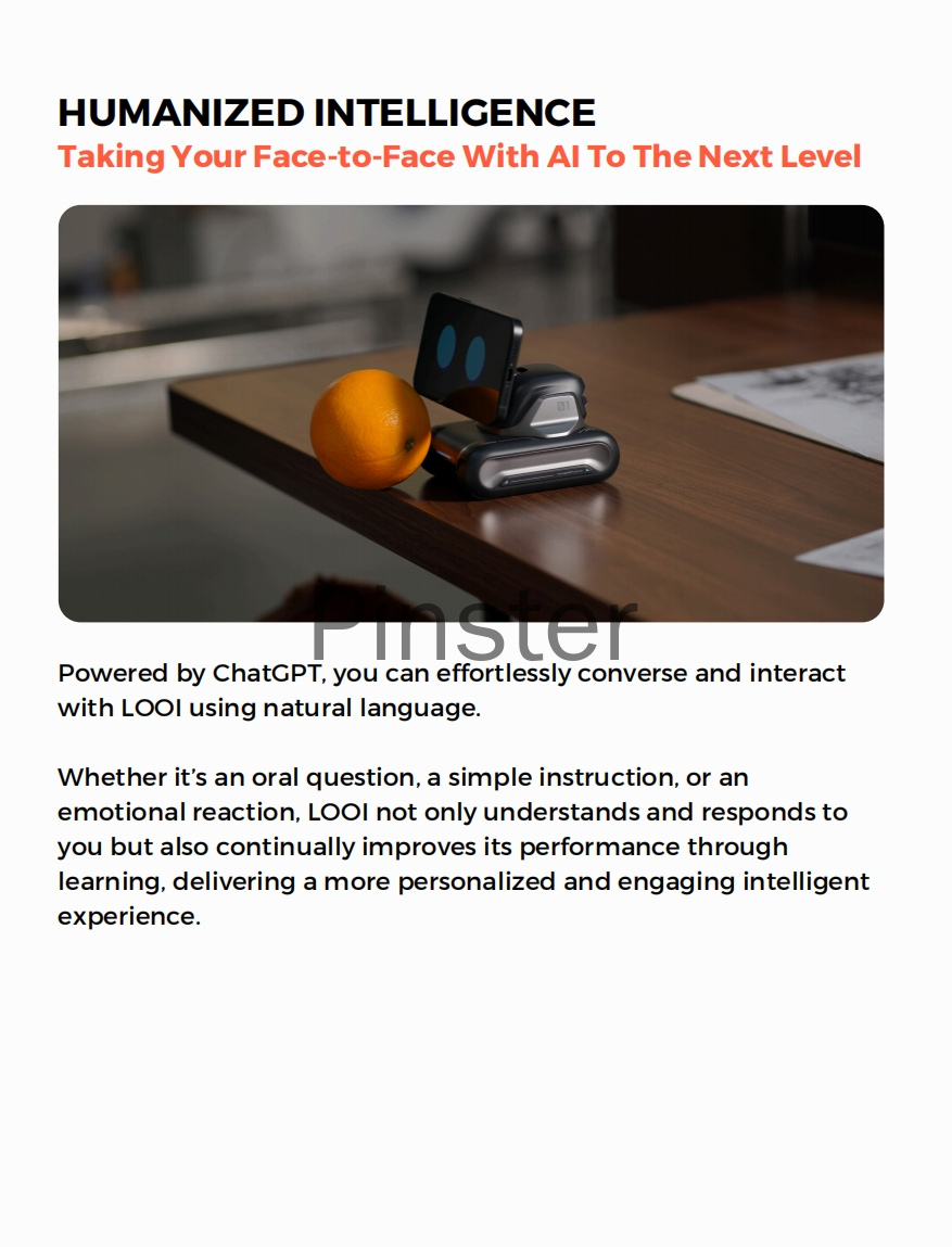 LOOI Robot ChatGPT Integrated Biomimetic Behavior System AI with Personality 10W Wireless Phone ...