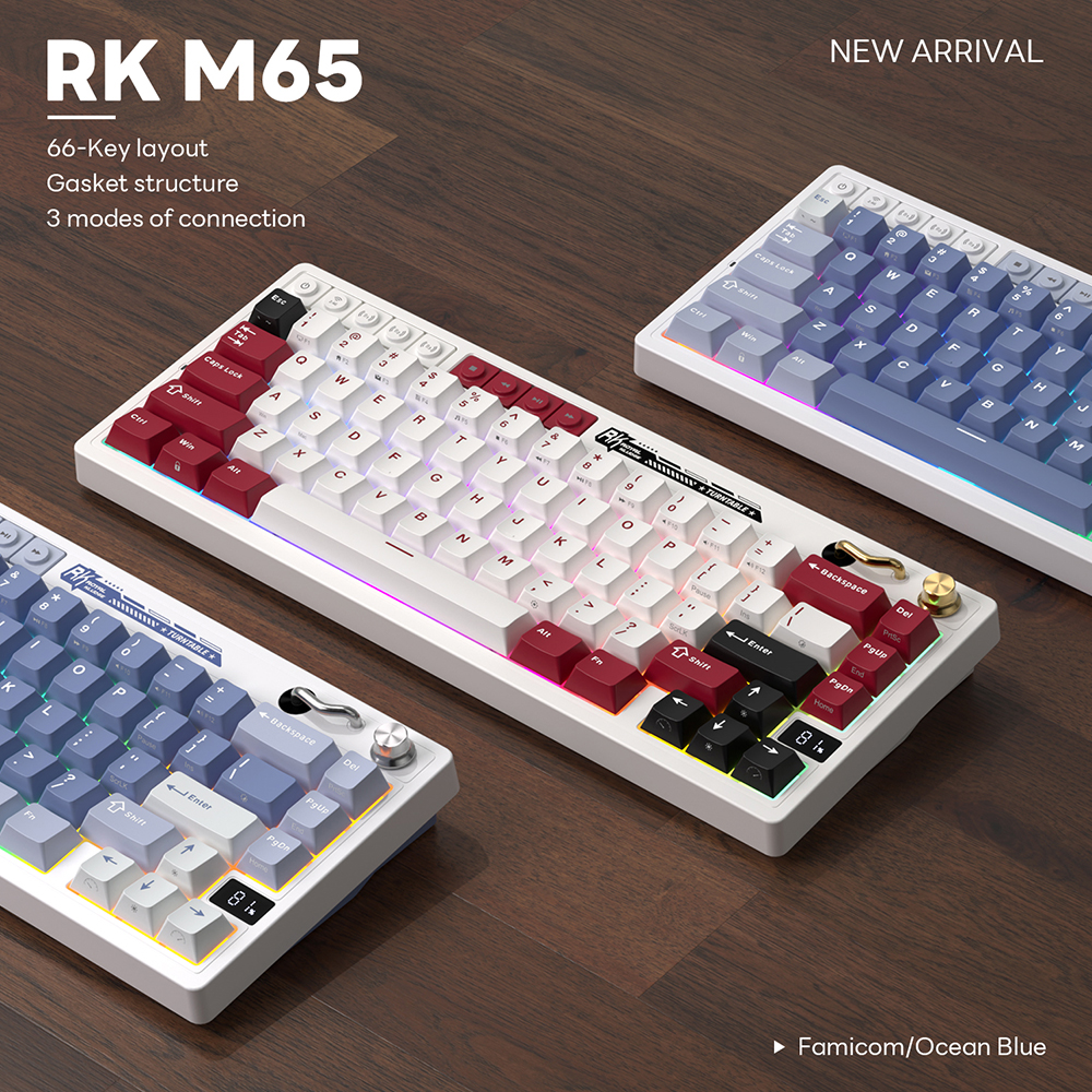 Royal Kludge RK M65 Ocean Blue 66 Key Tri-Mode RGB Wired Bluetooth 2.4G ...