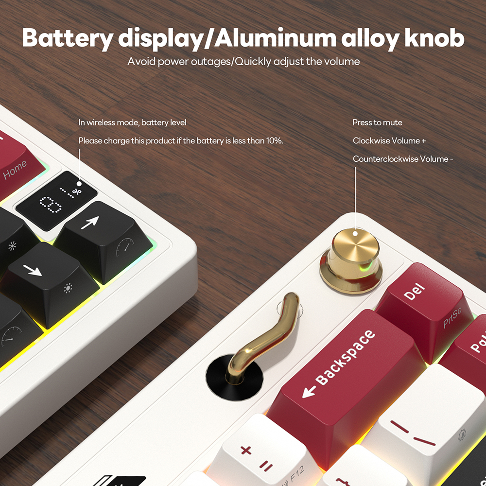 Royal Kludge RK M65 Famicom 66 Key Tri-Mode RGB Wired Bluetooth 2.4G ...